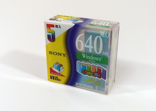 5x Unopened 5 colors box package SONY 3.5inch 640MB Rewritable MO Disk ...