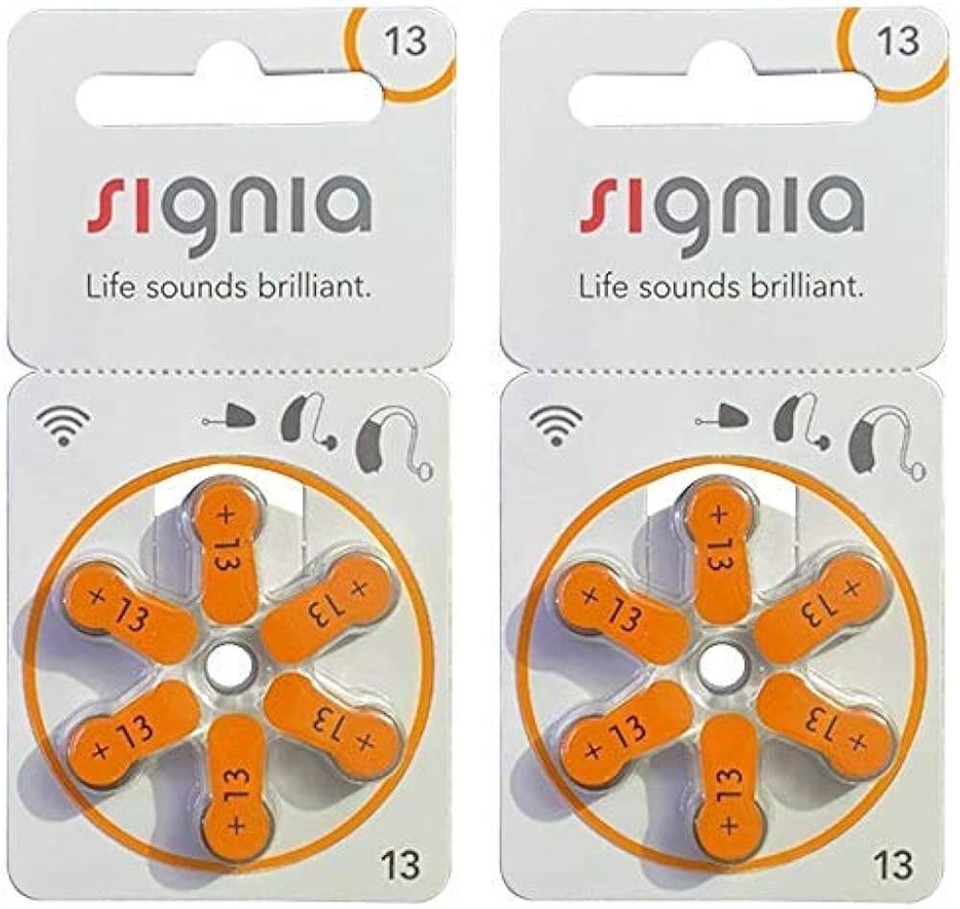 Signia Hearing Aid Batteries Size 13 Orange Color 6 Batteries Each ...