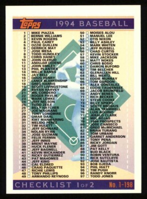 1994 Topps #395 Checklist 1-198 8 - NM/MT | eBay