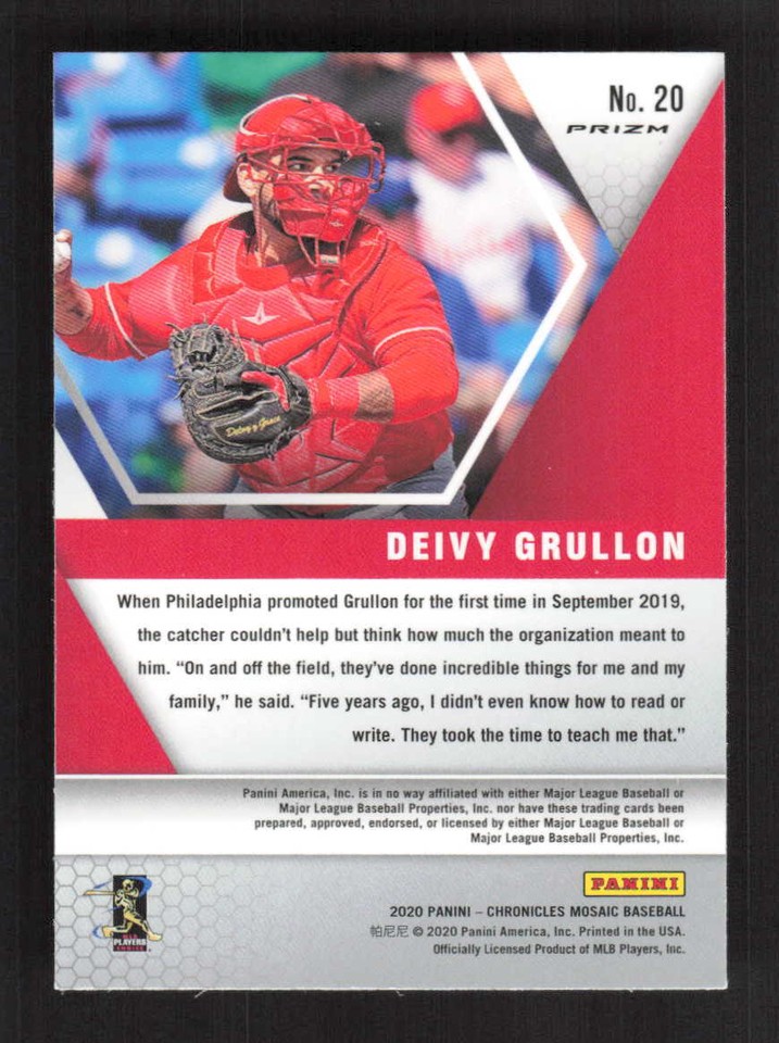 Deivy Grullon 2020 Panini Chronicles Mosaic Silver Prizm Phillies #20 ...