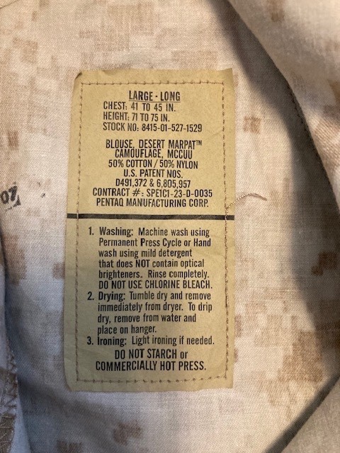 USMC UNIFORM - MCCUU - DESERT MARPAT - LARGE LONG | eBay