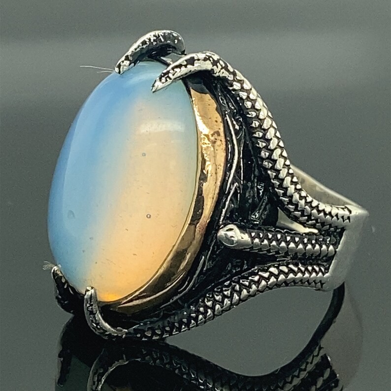 925 Silver Oval Men Moonstone Sterling Silver Claw Ring | eBay