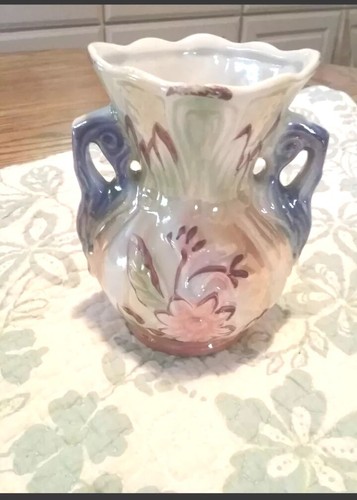 Vintage 1960 Handpainted Lustreware Floral Double Handled Sm Vase Made In Brazil | eBay