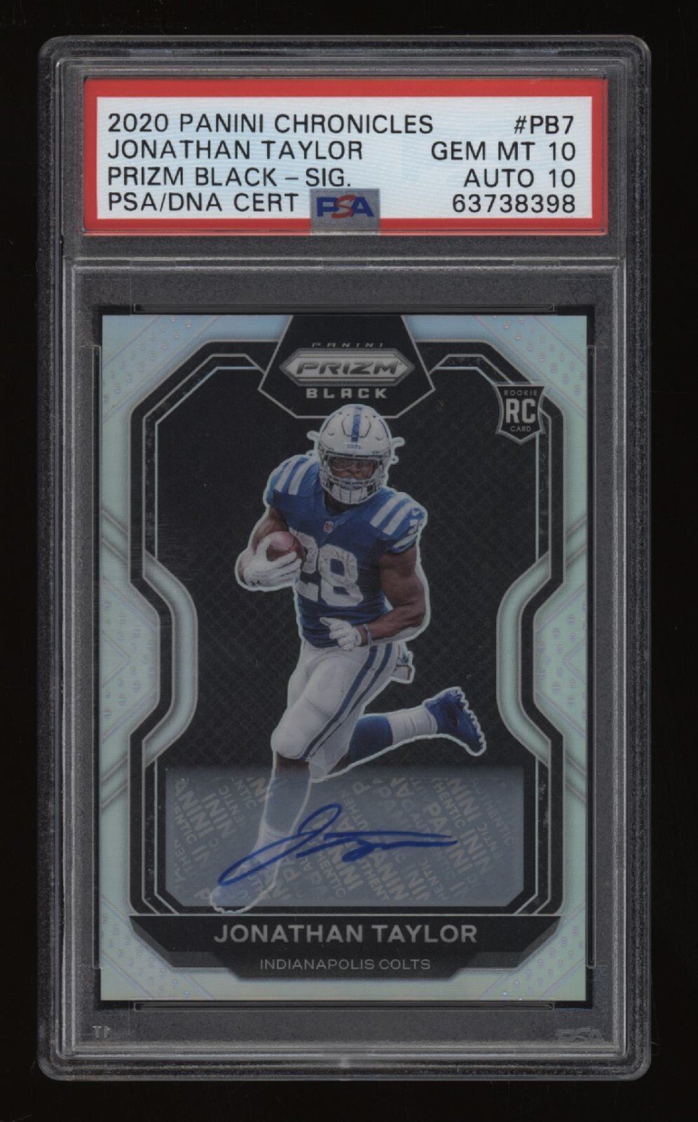 2020 Jonathan Taylor PSA 10 Panini Prizm Black Auto Autograph Rookie Rc ...