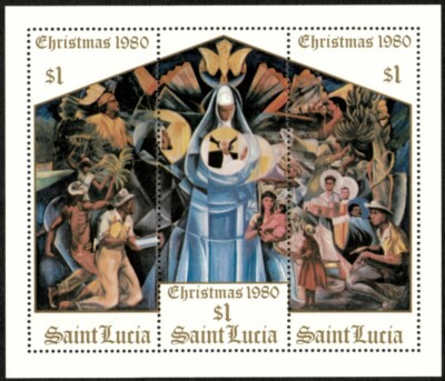 St. Lucia 1980 - Christmas, Angels & Citizens - Souvenir Sheet - Scott ...