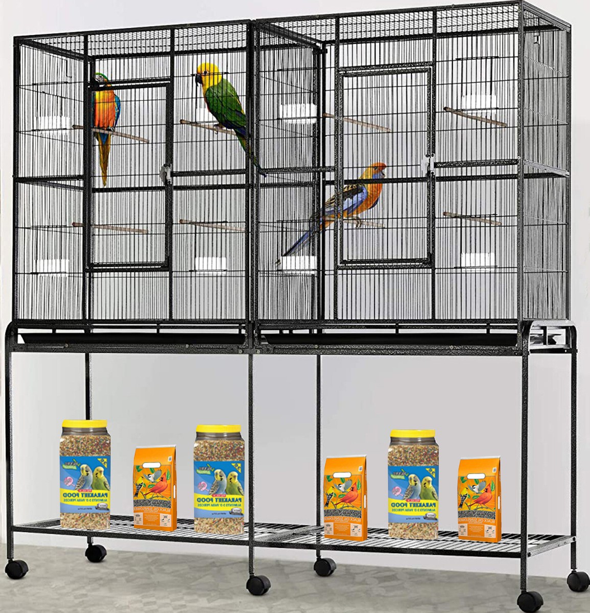 Cockatiel Breeder Cages Double X LARGE Flight Bird Breeding Rolling
