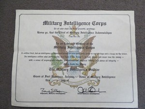 Vintage Unused US Military Intelligence Corps Member Certificate. | eBay