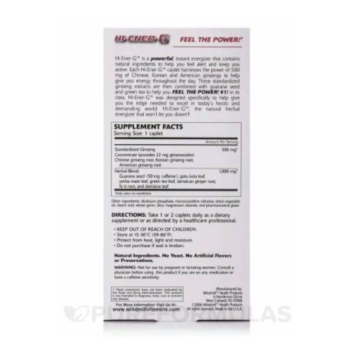 Hi-Ener-G Standardized Triple Ginseng Formula Extended Release Caplets ...