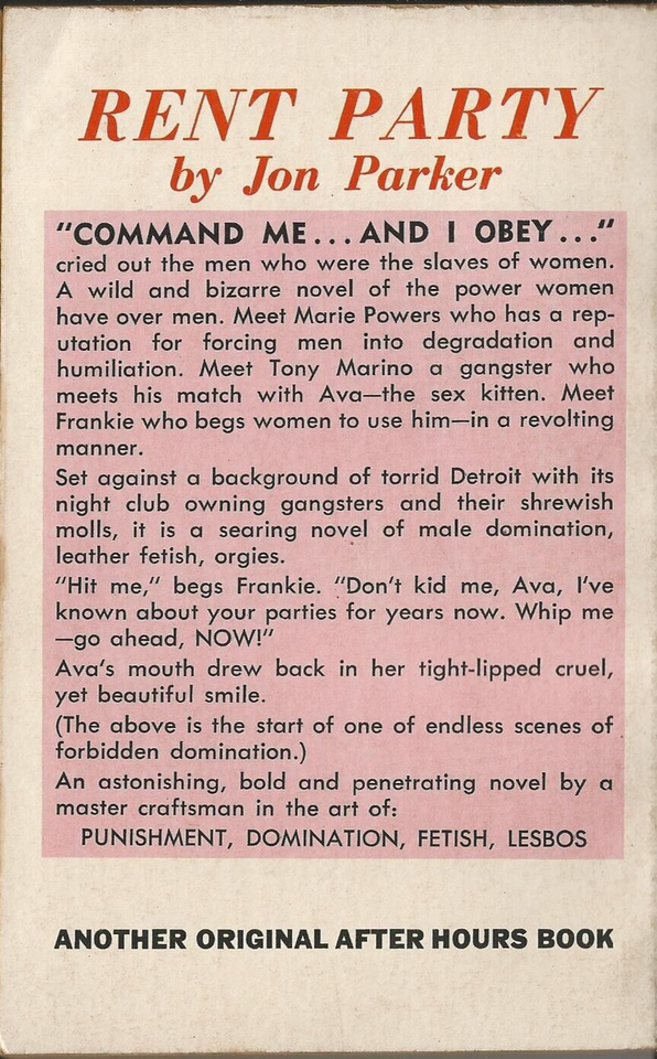 After Hours Book AH 105 RENT PARTY by Jon Parker ERIC STANTON Cover ...