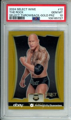 The Rock 2024 Panini Select WWE Throwback Gold Prizm #12 WWE #07/10 PSA ...