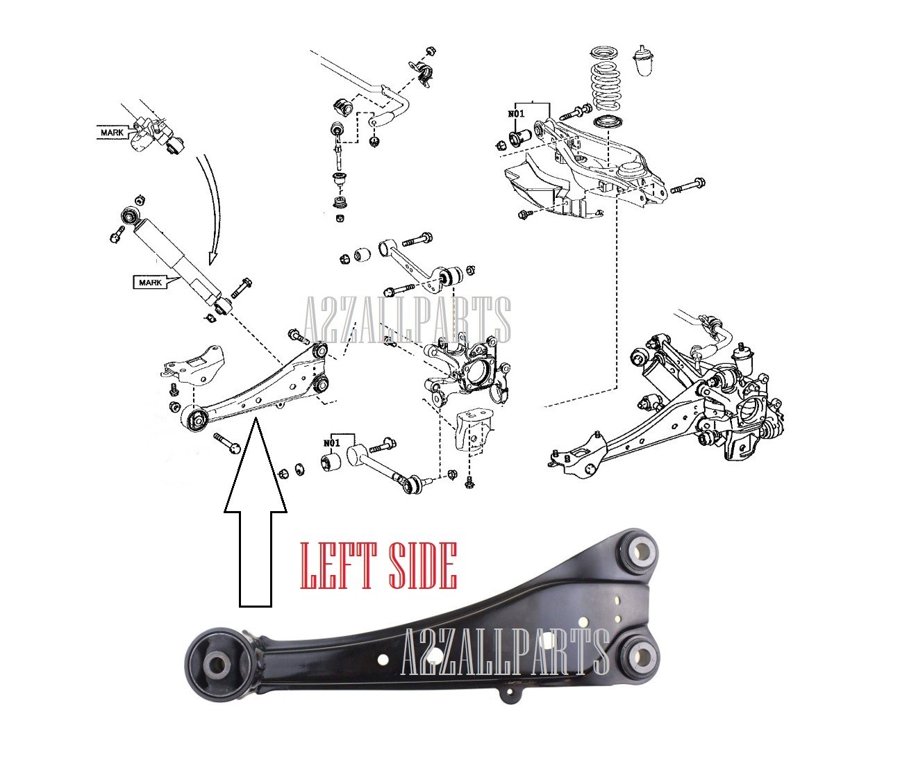 FOR LEXUS NX200T NX300 NX300H 2014-2021 REAR LEFT LATERAL TRAILING ...