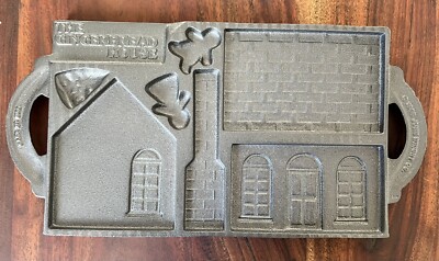 Vintage John Wright Cast Iron Gingerbread House Mold 2 Sided 1985 Made ...