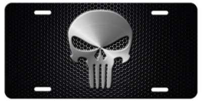Punisher Skull Vanity Novelty Aluminum License Plate Tag New Black ...
