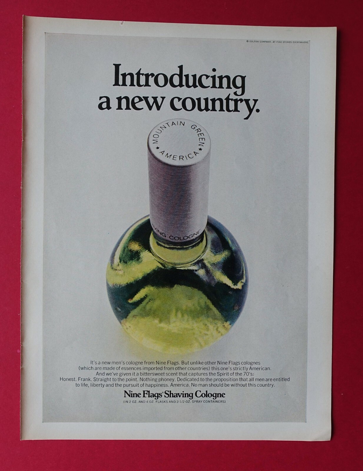 1970 Nine Flags Shaving Cologne / Campus Sportswear Color AD | eBay