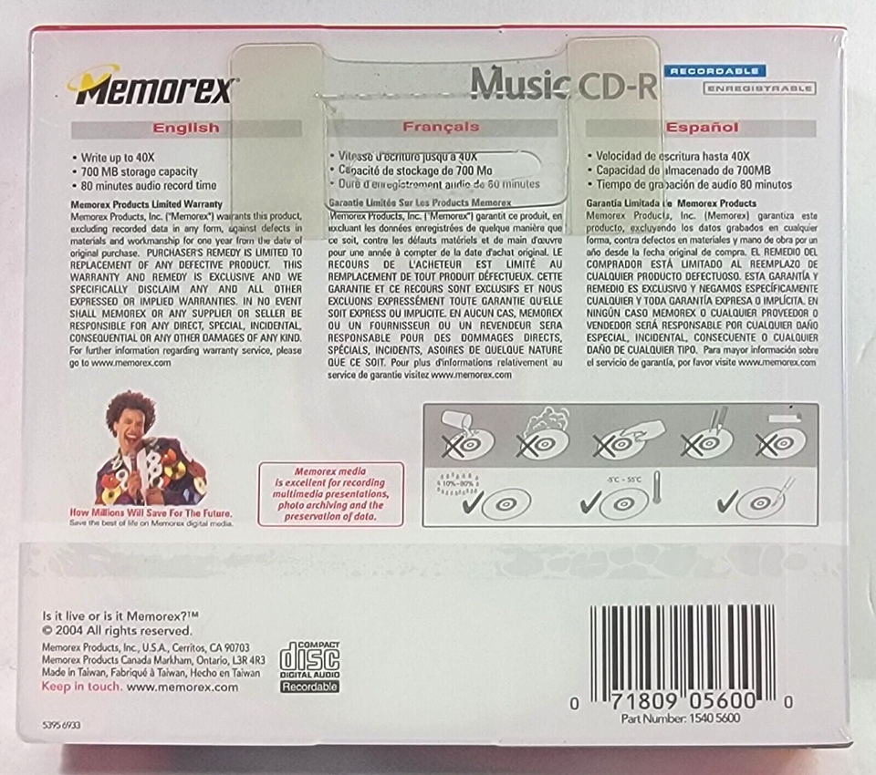 Memorex Music CD-R Recordable Compact Discs 5 pack 40x 700 MB 80 min ...