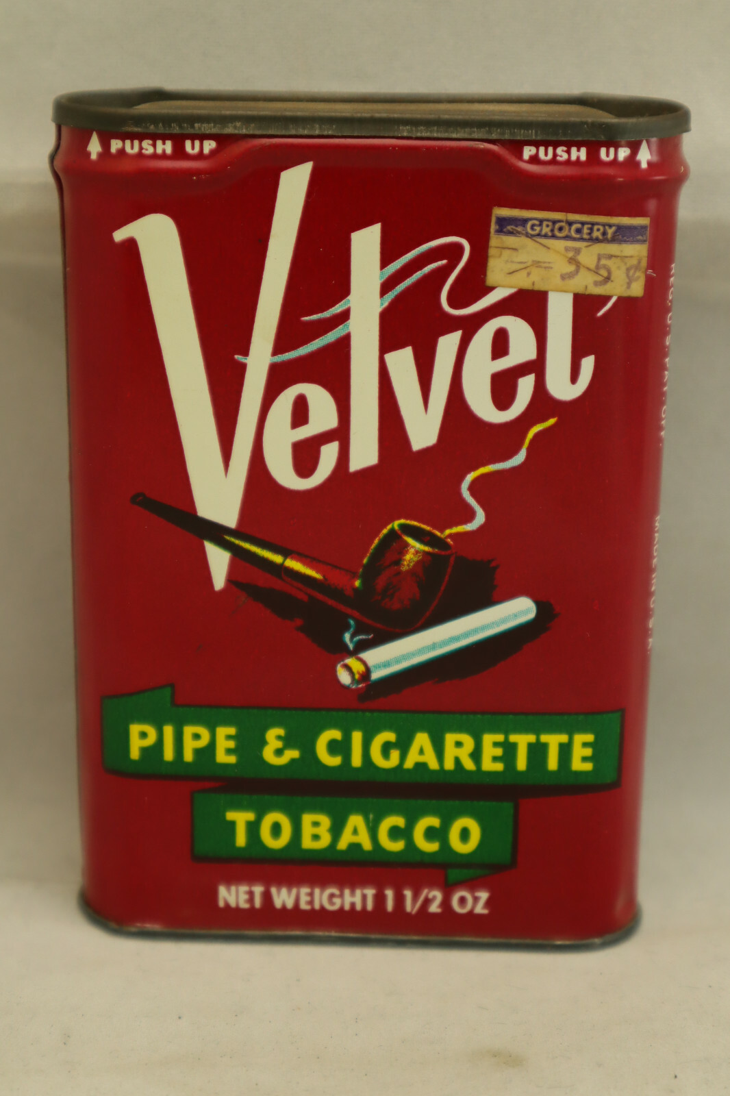 Vintage Velvet 1.5oz Red Pipe & Cigarette Tobacco Tin | eBay