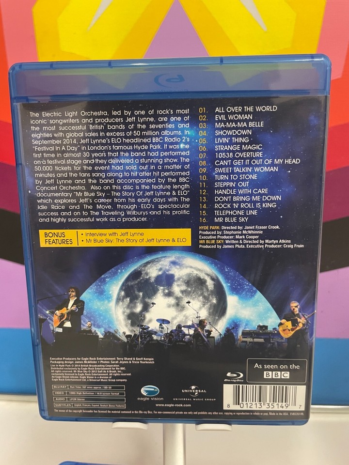 Jeff Lynne's ELO: Live in Hyde Park 2014 (Blu-ray, 2014) Music BBC HTF ...