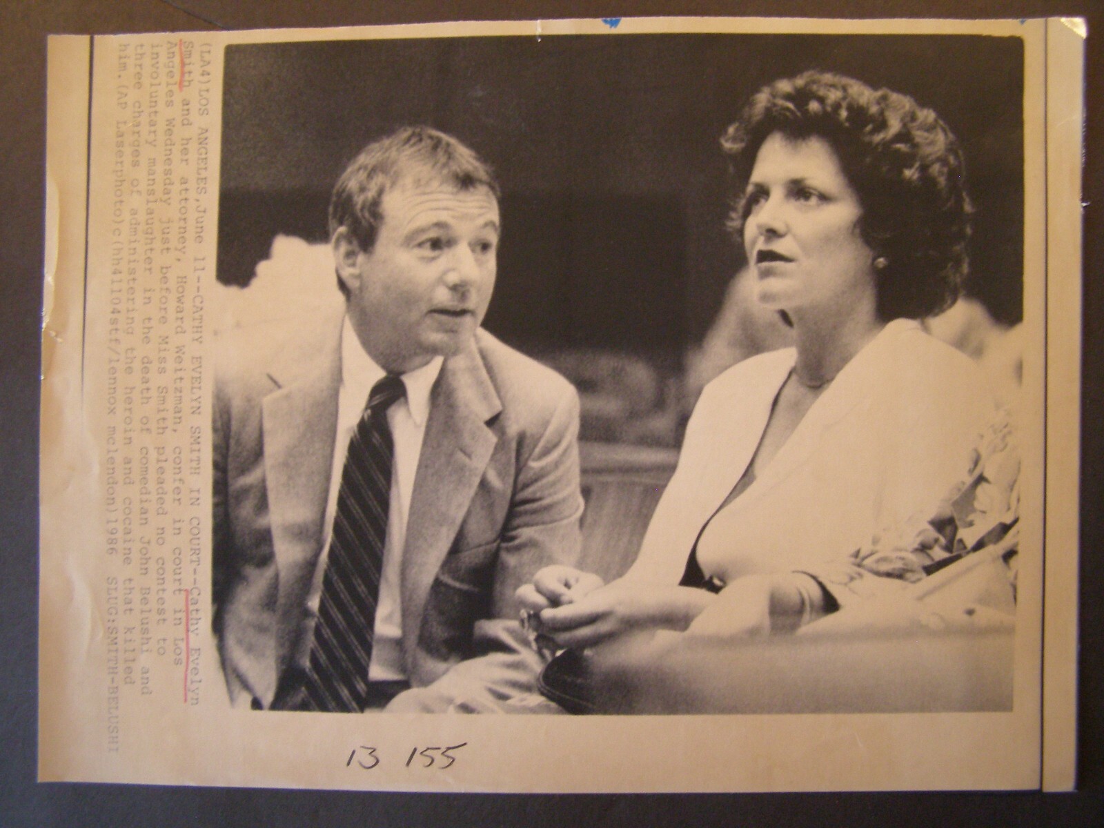 AP Wire Press Photo 1986 Cathy Evelyn Smith charged w/ Murdering John ...