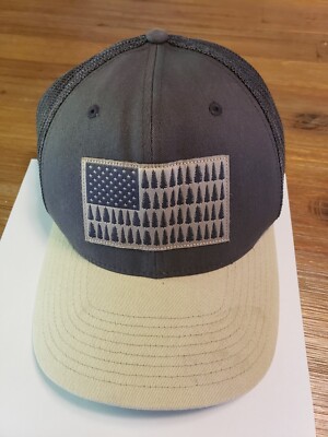 Columbia Gray/Tan Hat Cap Tree Flag Patch Flex Fit Baseball Cap Size L ...