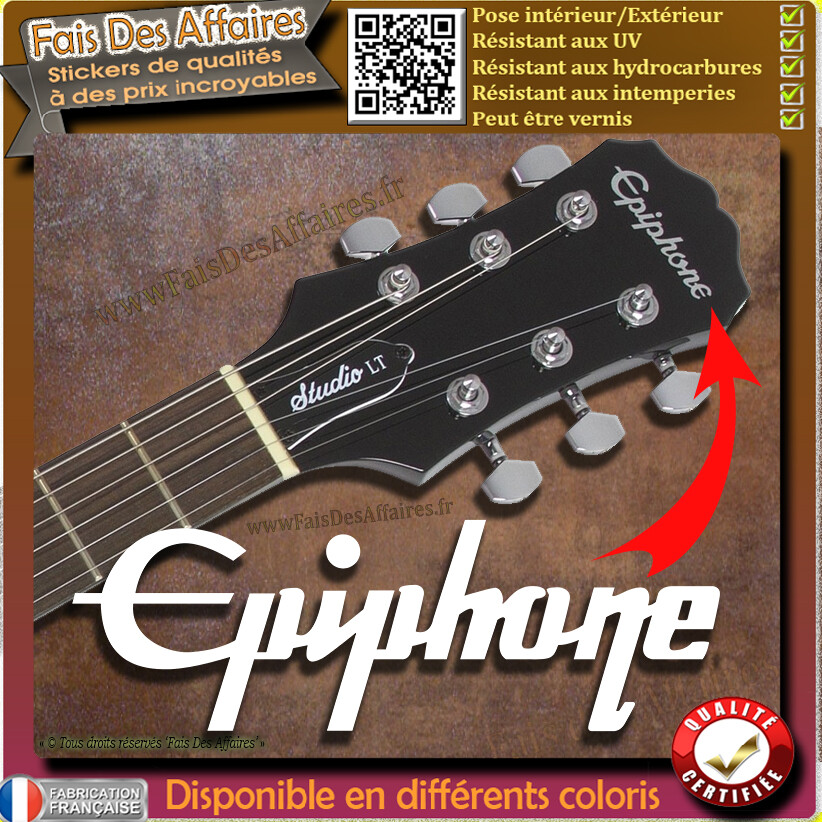 sticker autocollant Epiphone GUITARE HEADSTOCK rock decal music ...