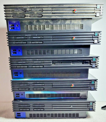 Lot of 5 Sony PlayStation 2 PS2 Fat Consoles for Parts, Repair, Broken ...