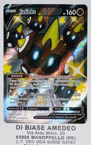 Pokemon Falinks V Shiny Full Art SV115/SV122 Shining Fates Italian NM ...