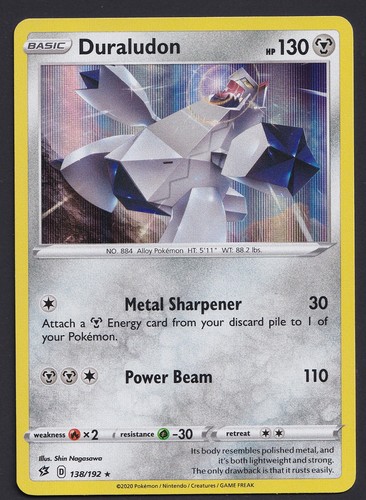 POKEMON DURALUDON 138/192 SWORD & SHIELD REBEL CLASH RARE HOLO | eBay
