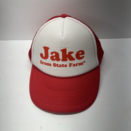 Jake From State Farm Trucker Snapback Hat Cap Red White Adjustable OSFM ...