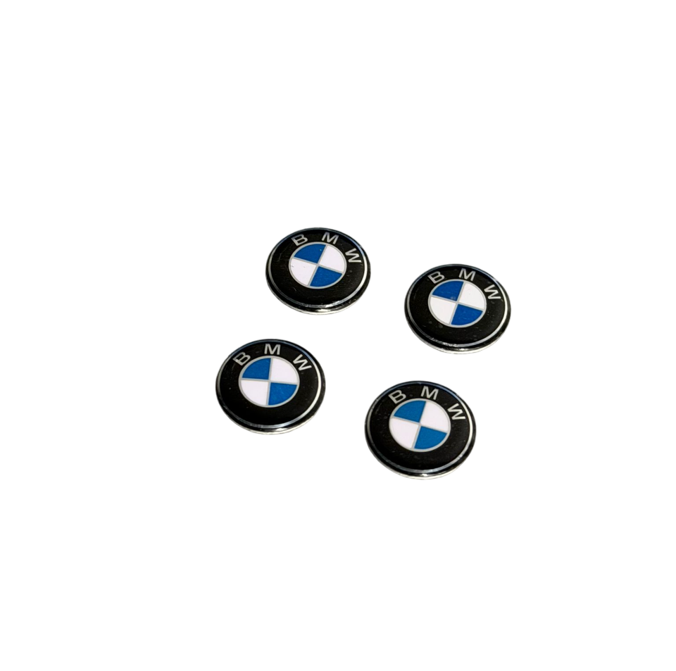 SET OF 4 BMW KEY FOB LOGO EMBLEM BADGE 11MM ALUMINUM STICKERS UNIVERSAL ...