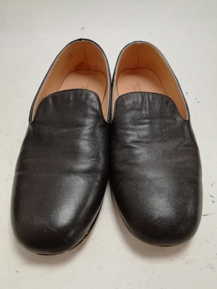 Samuel Windsor Handmade Black Leather Slippers UK Size 11 | eBay UK