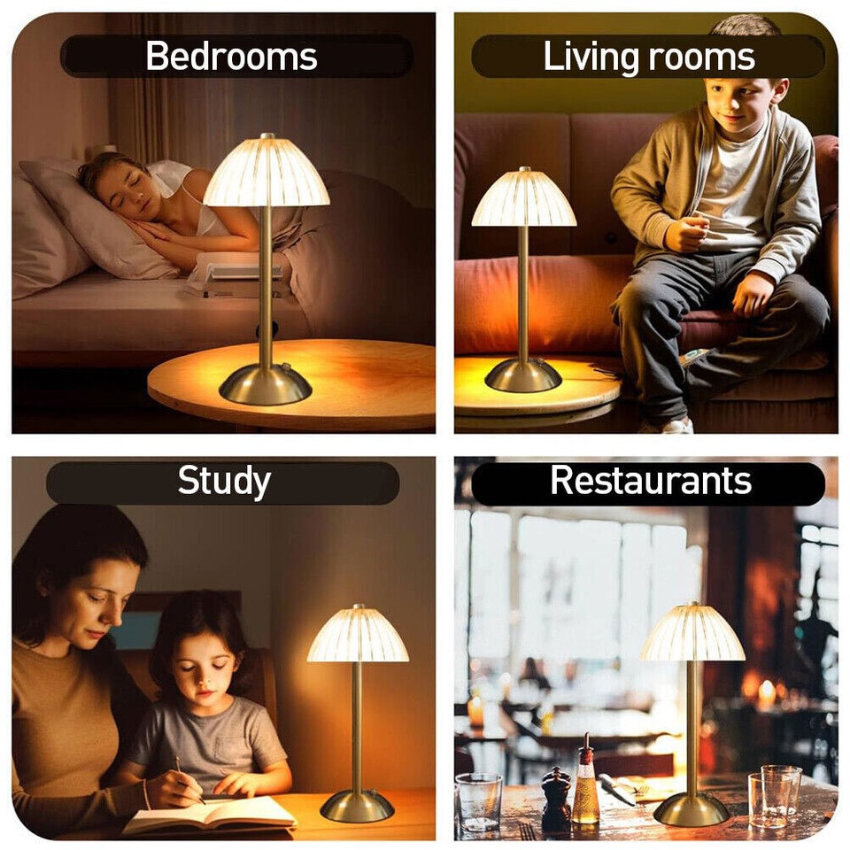 Cordless Lamp USB Rechargeable Table Lamp LED Dimmable Lamp Night Light ...