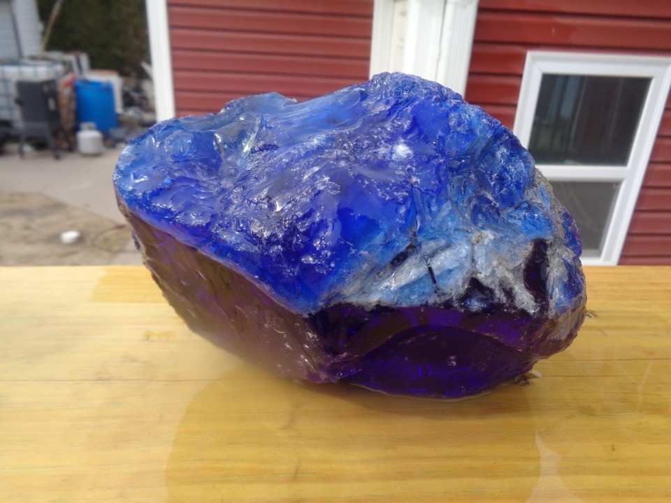 Glass Rock Slag Pretty Clear Cobalt Blue 4.12 lbs BB66 Landscaping ...