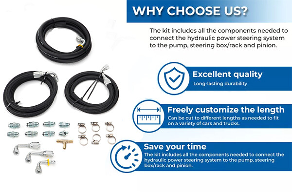 Steering Hose Hookup Kit For GM Hydroboost Power Brake Booster w ...