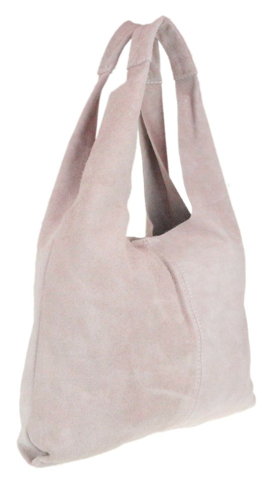 Genuine Suede Leather Tote Plain Open Shoulder Bag Slouch Large Handbag ...