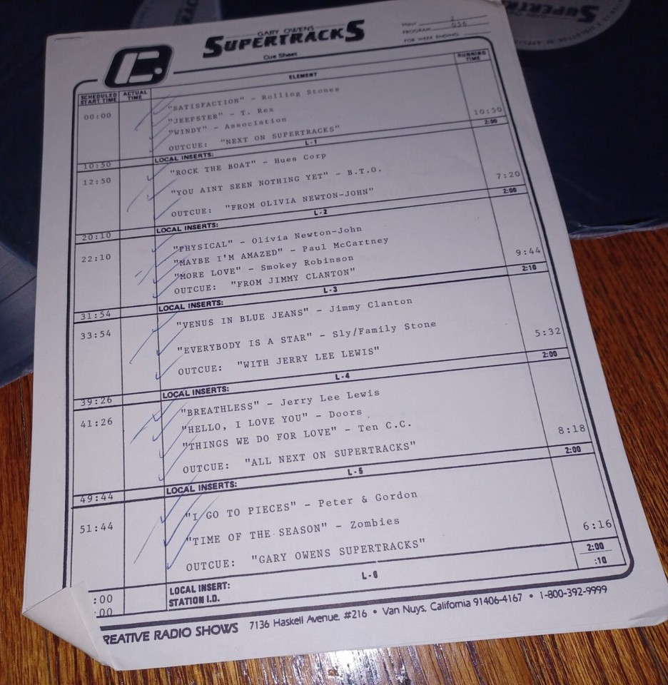 Promo RADIO SHOW 3 Record set NM Vinyl GARY OWENS SUPERTRACKS #56 W CUE ...