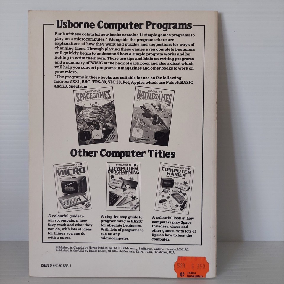 Computer Space Games Usborne Vtg 80s Program Guide Micro Apple Basic ZX ...