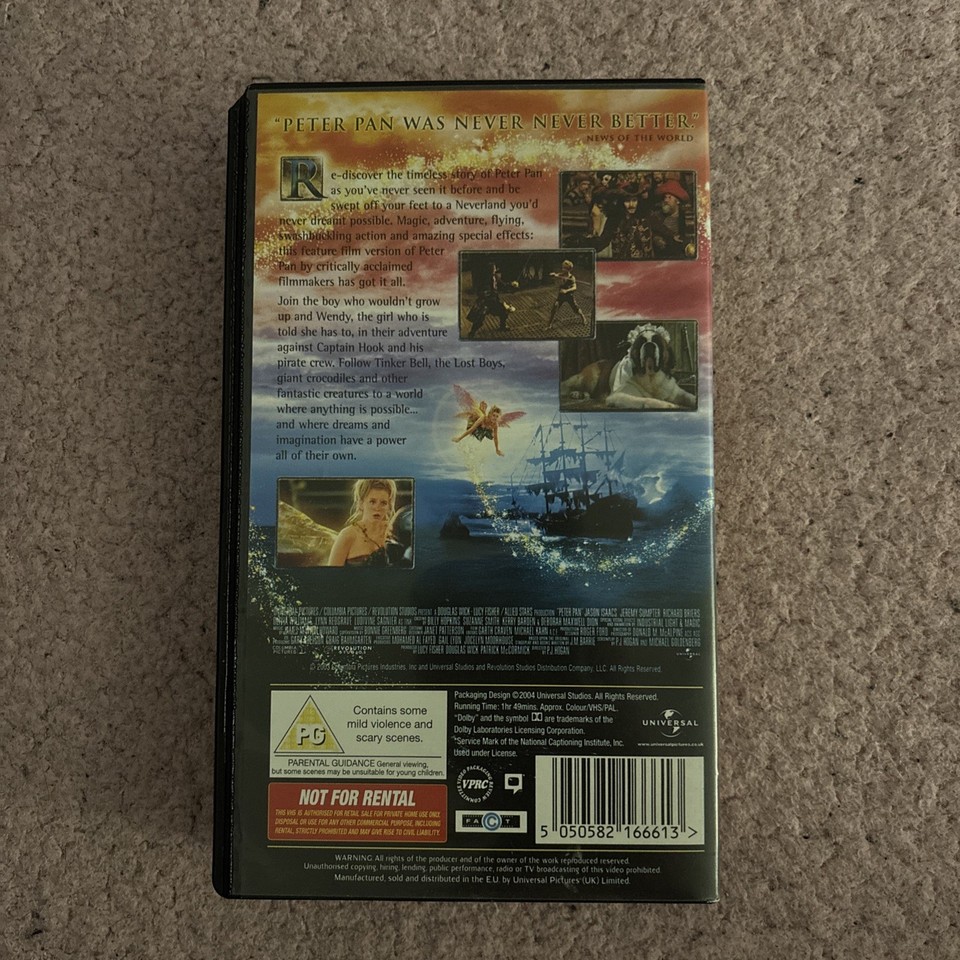 Peter Pan Live Action Film VHS PAL 2005 Tape and box PG Rating | eBay UK