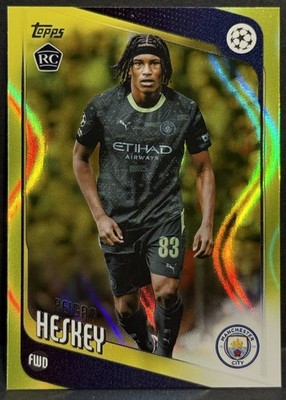 2025-26 Topps UEFA Club Competition Man City RC Reigan Heskey Yellow ...