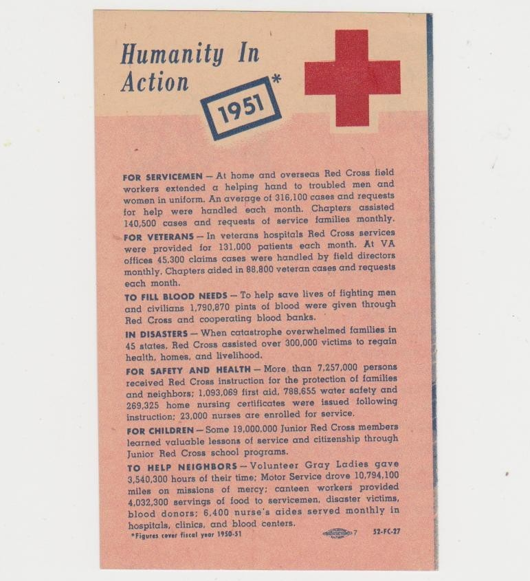 VINTAGE 1952 RED CROSS FUND ANSWER THE CALL 4-PAGE PAPER BROCHURE | eBay