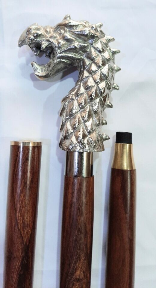 Antique Dragon Head Design Handle Style Wooden Walkin… - Gem