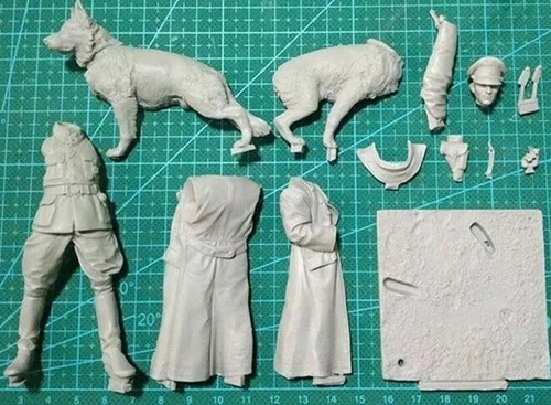 1/18 90mm Resin Figure Model Kit German Officer Soldier Dog Guard WW2 ...