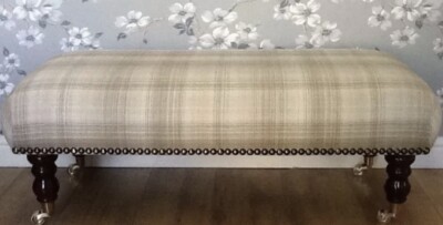 A new footstool in Laura Ashley Williams Check Natural fabric | eBay UK