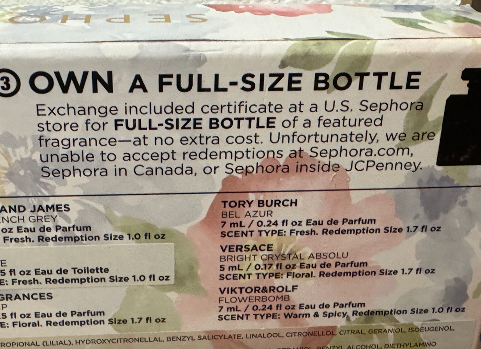 Sephora Favorites Deluxe Mini Perfume Sampler Set 10 pc With ...