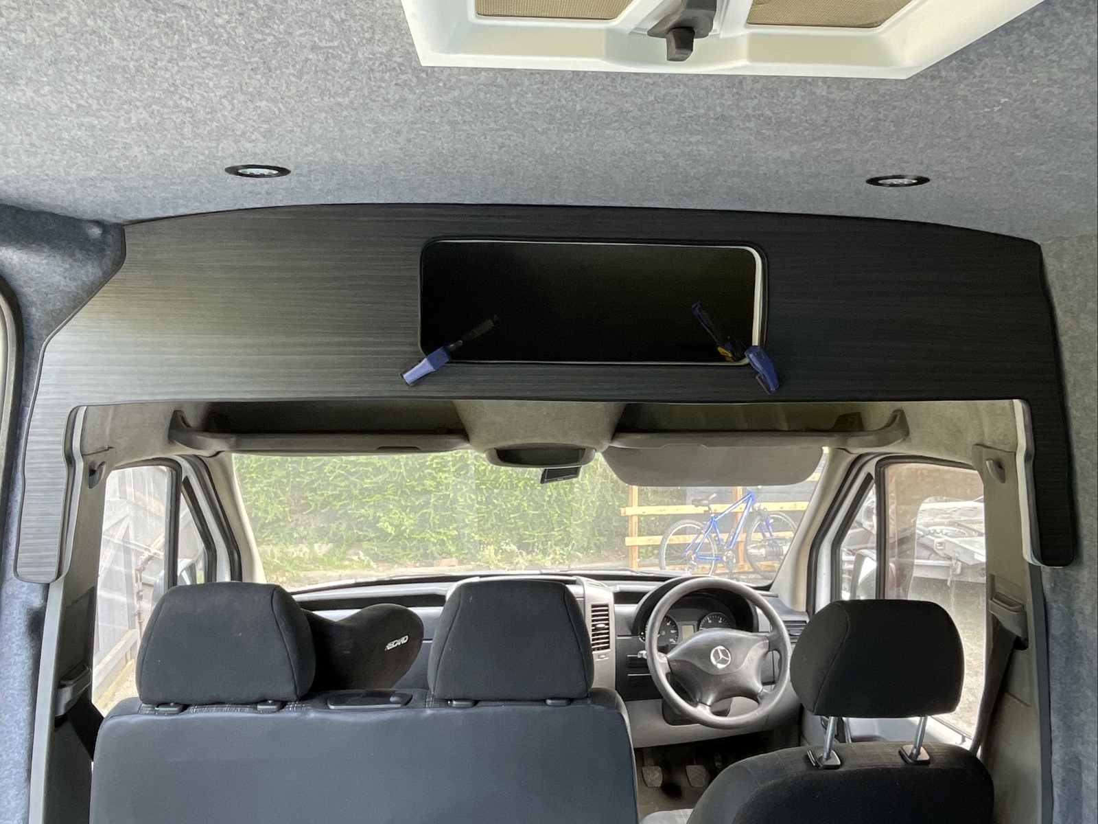 Mercedes Sprinter VW Crafter overhead Cab Shelf storage cupboard Fascia ...
