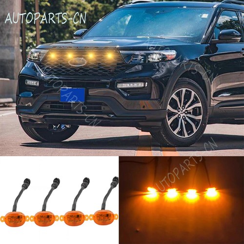 4pcs Front Grille LED Light Raptor Style Grill Cover For Ford Explorer ...