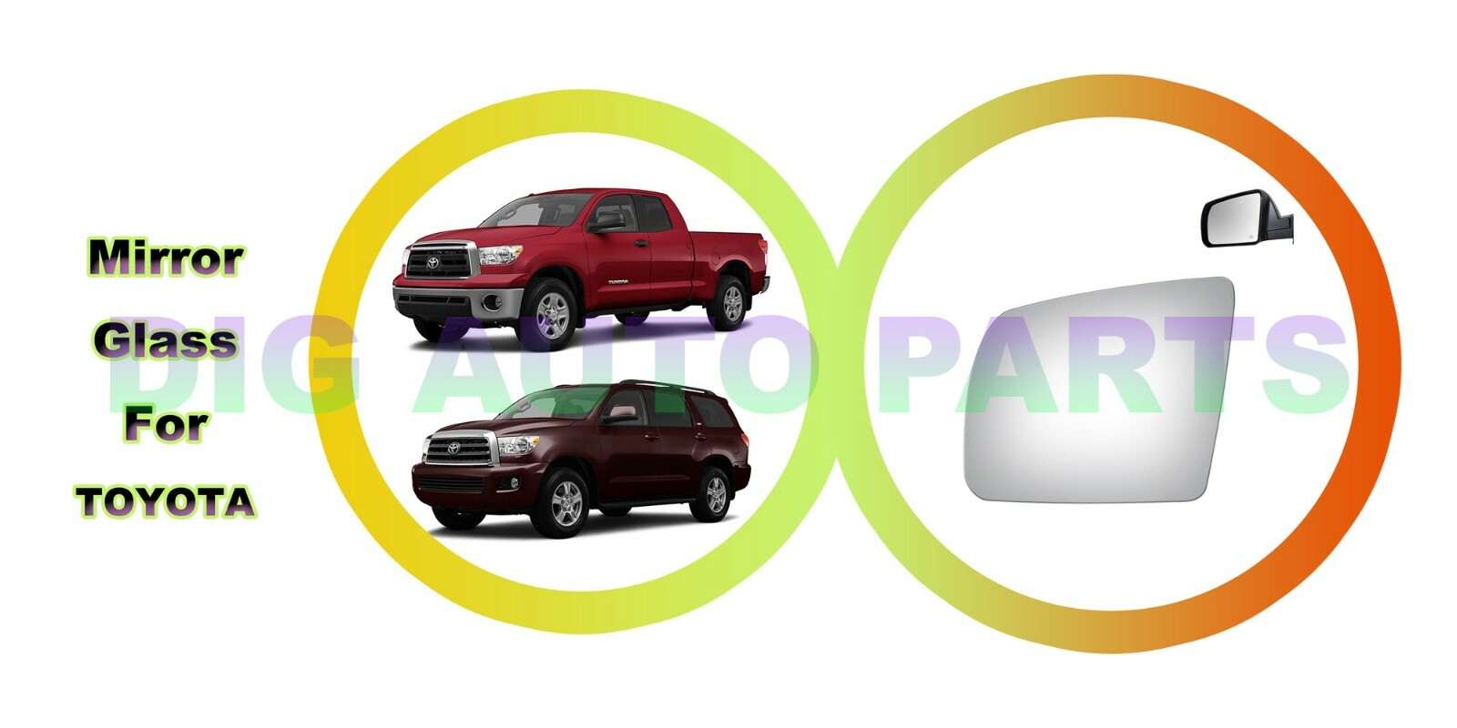 Mirror Glass Replacement for 2008-2017 Toyota Sequoia Driver Left Side ...