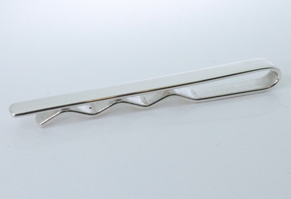 Solid Sterling Silver Plain Tie Slide Bar Clip 4mm or 6mm with Velvet ...