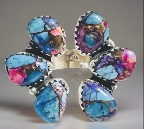 RARE Southwest Sterling Silver Turquoise Pink Spiny Oyster Ring Sz 7 ...