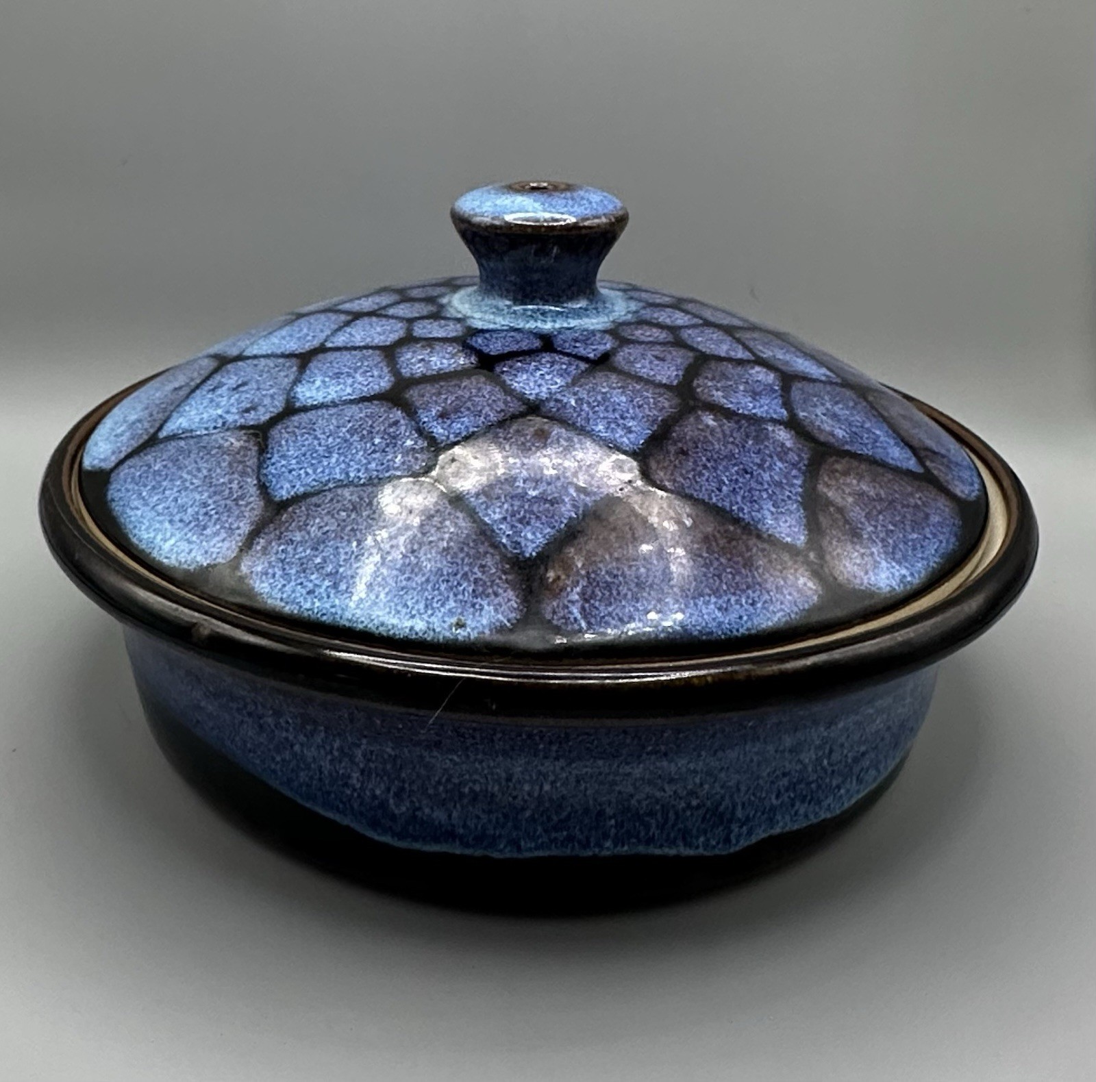 Tracy Dotson Pottery Pie Pan Dish W Lid Shallow Bowl North Carolina ...