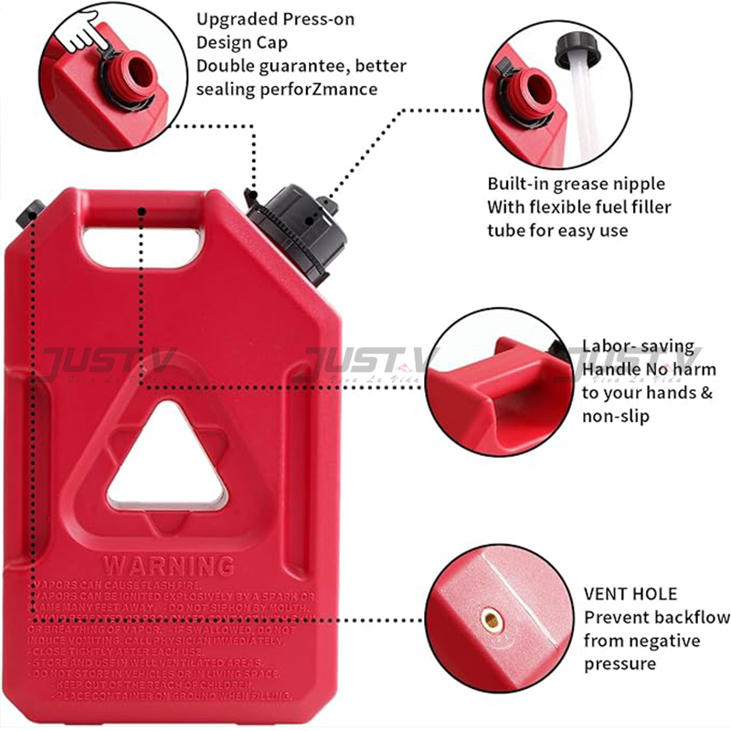 Just V 2 Gallon/7.6L Red Gas Can Fuel Tank New for 4X4 OVERLAND OFF ...